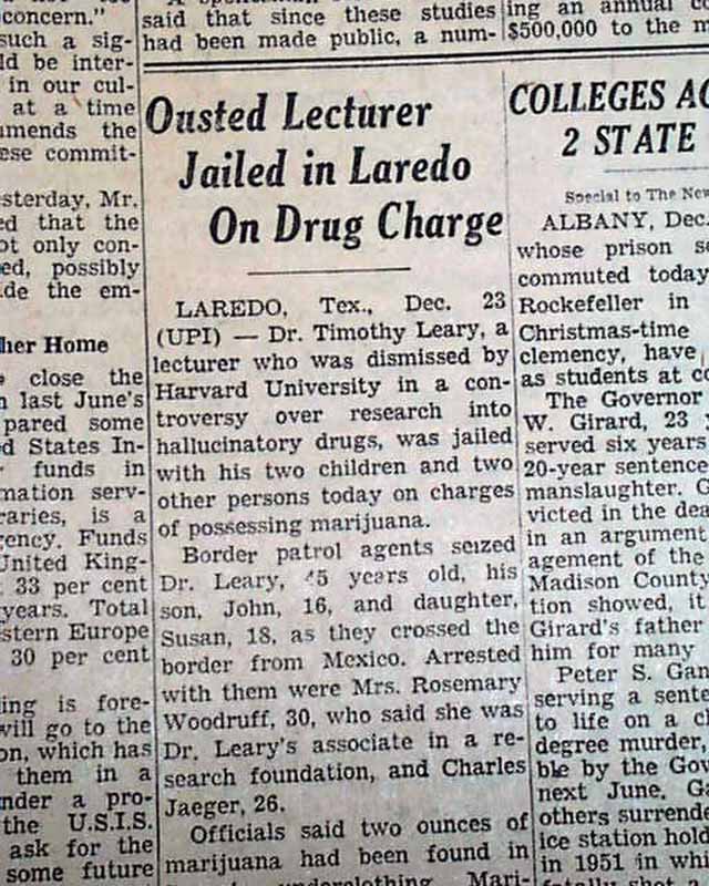 Dr. Timothy Leary's first arrest... An icon of the hippie era ...