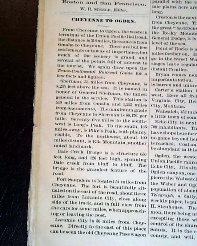 Rare newspaper printed on board a transcontinental train ...