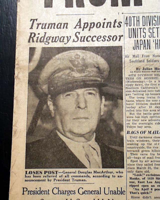 Truman fires General MacArthur... - RareNewspapers.com