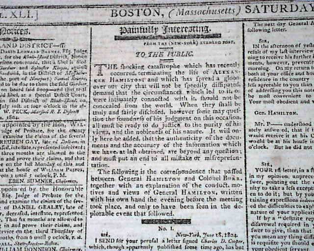 The famous Hamilton and Burr duel... - RareNewspapers.com