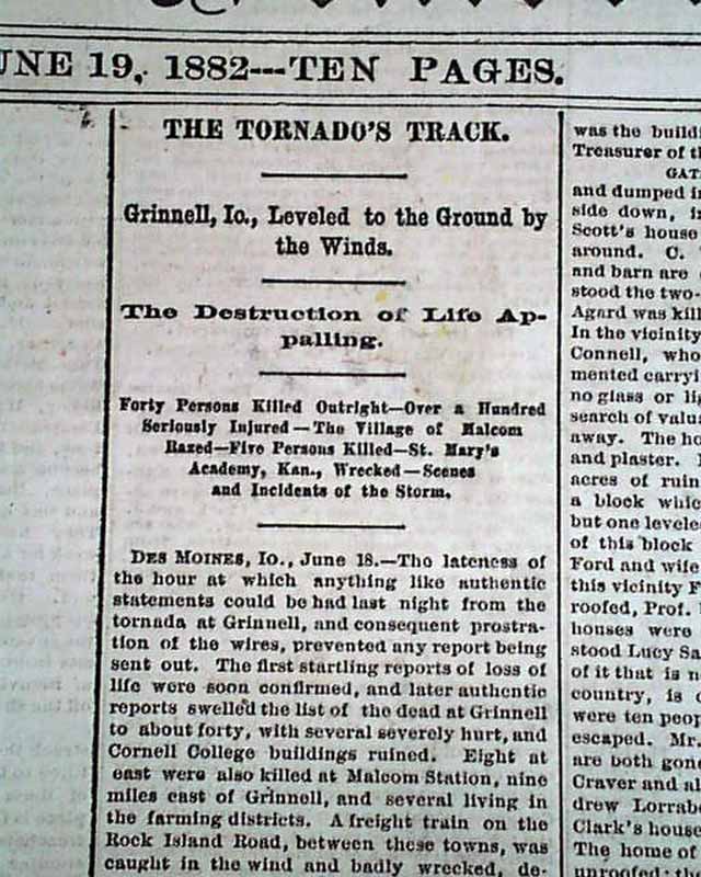 Grinnell, Iowa tornado disaster... - RareNewspapers.com