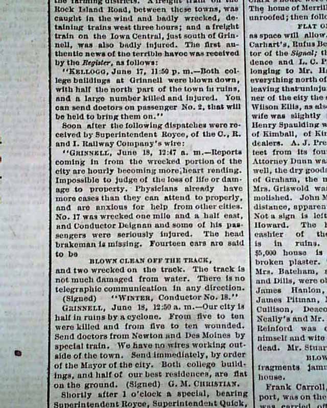 Grinnell, Iowa tornado disaster... - RareNewspapers.com