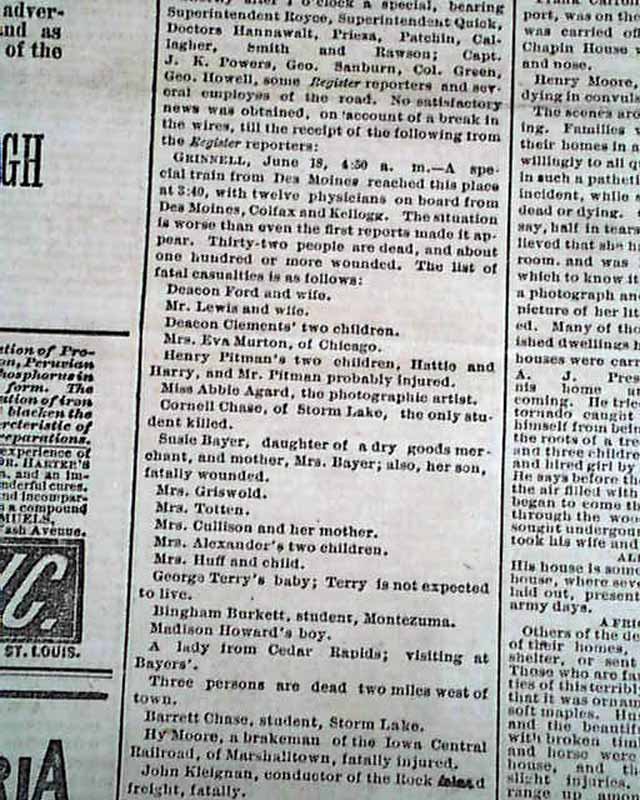Grinnell, Iowa tornado disaster... - RareNewspapers.com