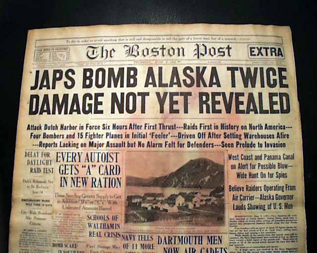 Dutch Harbor, Alaska bombed.... Midway... - RareNewspapers.com