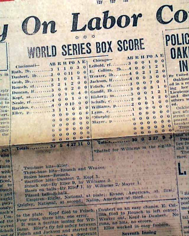 Nice front page on the 1919 'Black Sox' World Series scandal ...