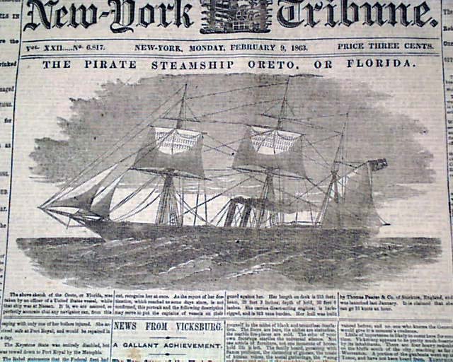 illustration Of The Rebel Pirate Florida 1862 Civil War ...