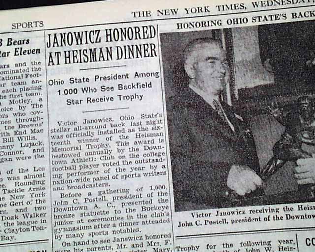 Vic Janowicz wins Heisman Trophy... - RareNewspapers.com