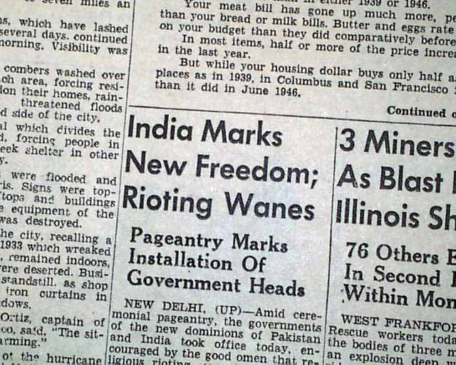 Partition of India in 1947... - RareNewspapers.com