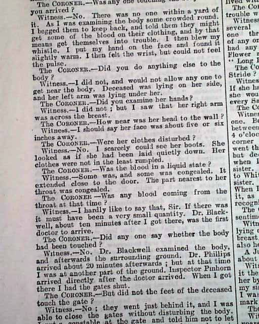 Lengthy report on Jack the Ripper, in the London Times ...