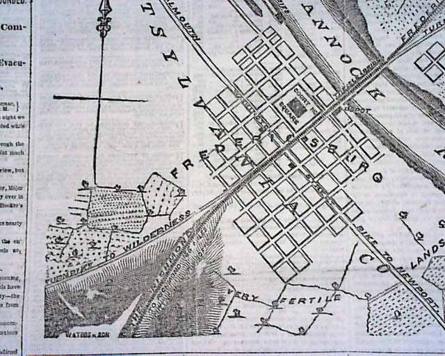 1862 Civil War Map - Fredericksburg VA... - RareNewspapers.com