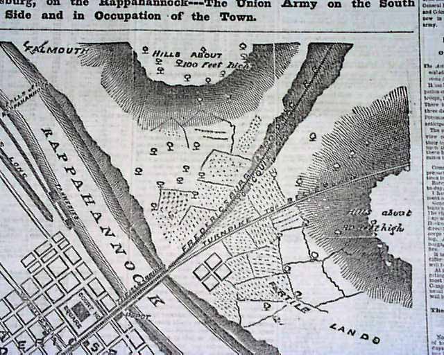 1862 Civil War Map - Fredericksburg VA... - RareNewspapers.com