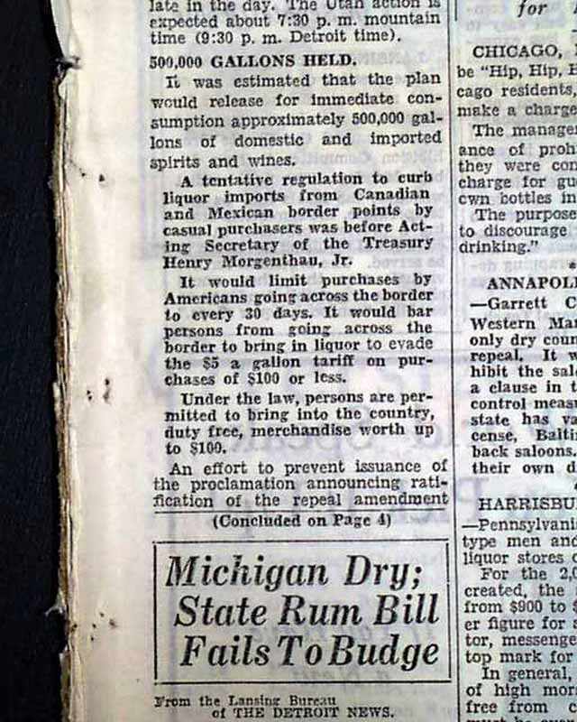Prohibition ends in 1933.... - RareNewspapers.com