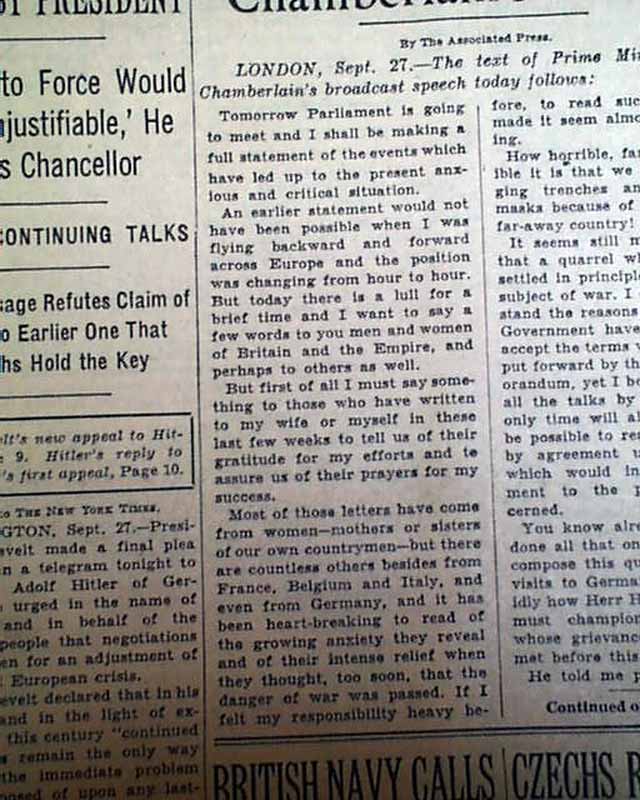 Neville Chamberlain on Appeasement speech.... - RareNewspapers.com
