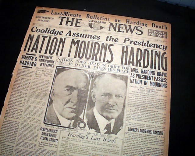 Death of President Warren G. Harding... - RareNewspapers.com