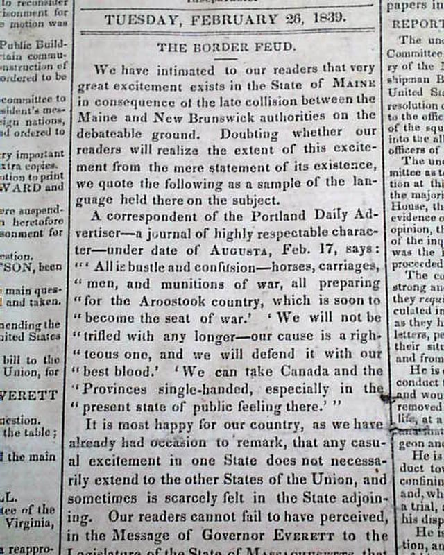 The bloodless Aroostook War... - RareNewspapers.com