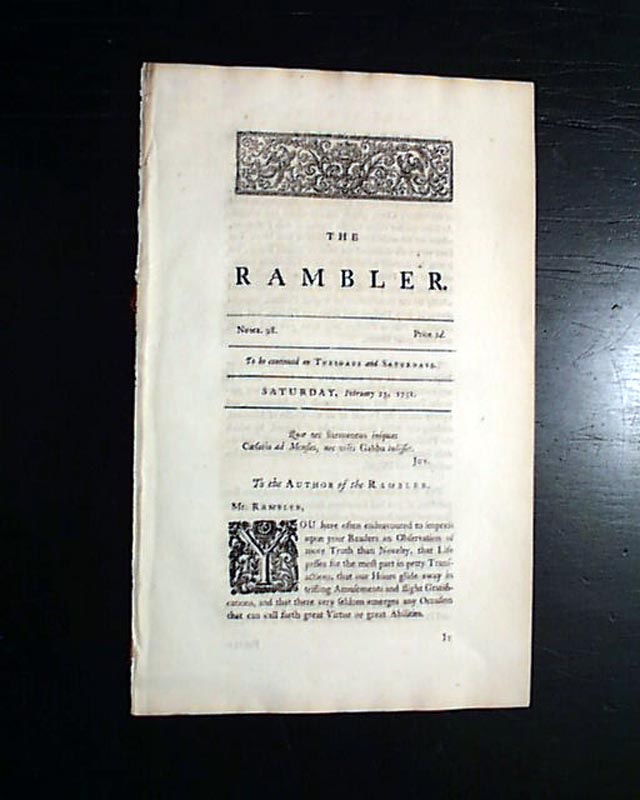 Uncommon 18th century newspaper by Samuel Johnson... - RareNewspapers.com