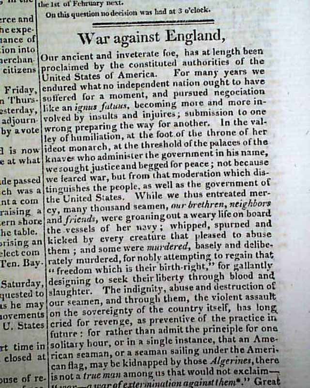 Declaration of war... - RareNewspapers.com