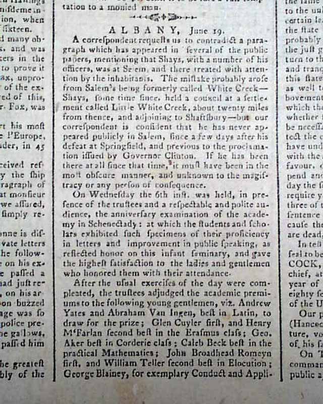 Concerning Shays' Rebellion, & Wilcox & Austin... - RareNewspapers.com