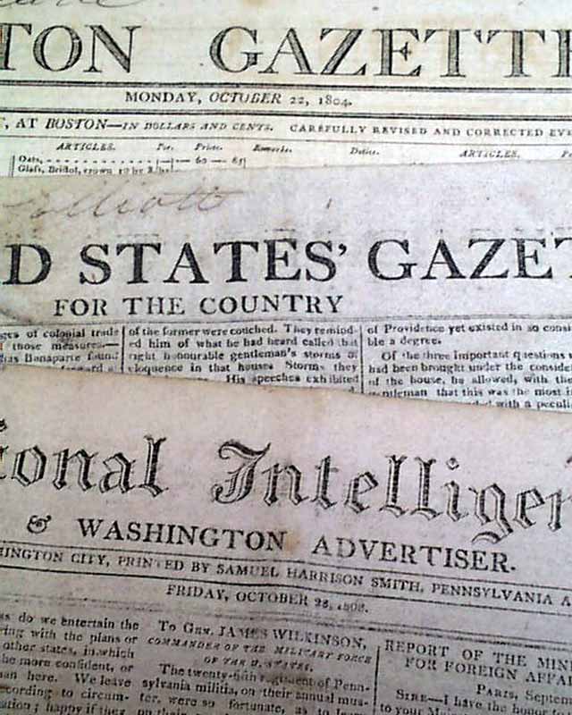 Five American newspapers: 1802-1809... - RareNewspapers.com