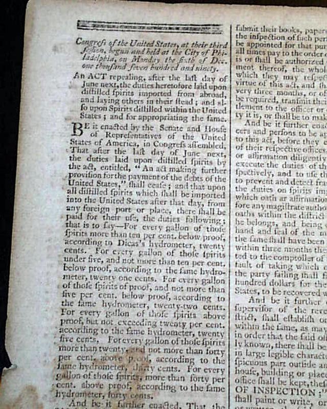 This Act of Congress sparked the Whiskey Rebellion... President ...