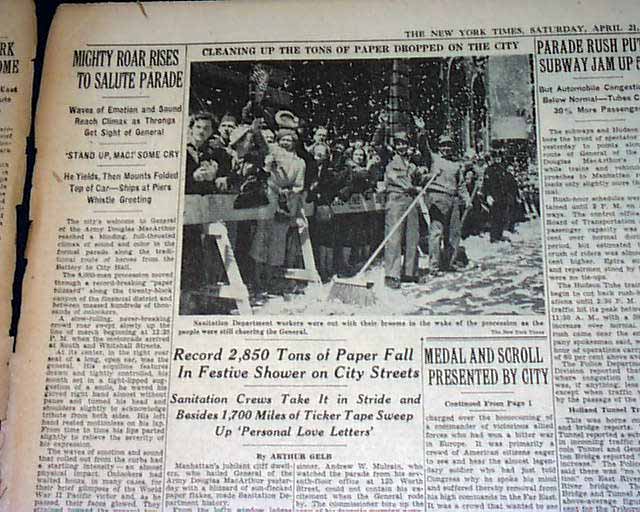1951 Douglas Macarthur Ticker Tape