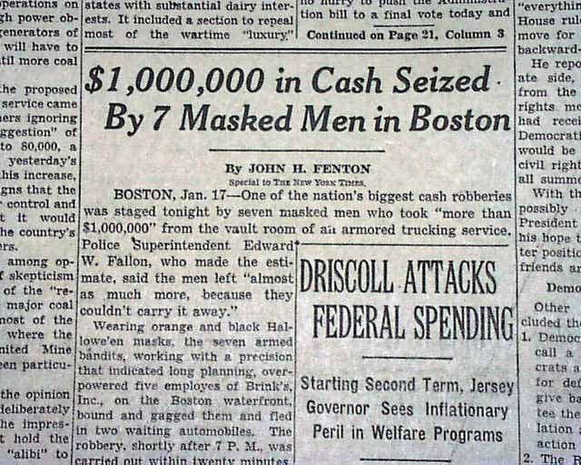 1950 Boston Brinks Robbery... - RareNewspapers.com