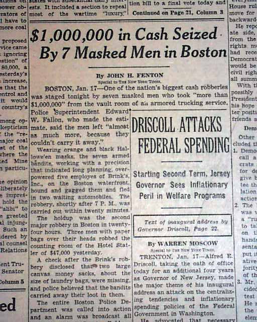 1950 Boston Brinks Robbery... - RareNewspapers.com