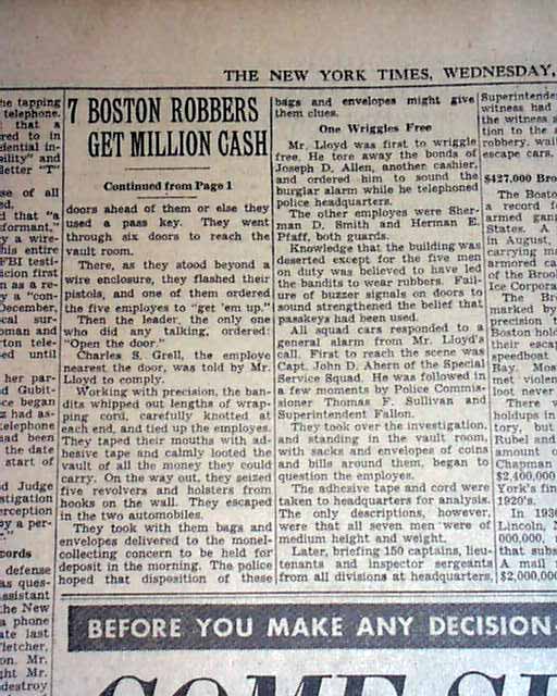 1950 Boston Brinks Robbery... - RareNewspapers.com