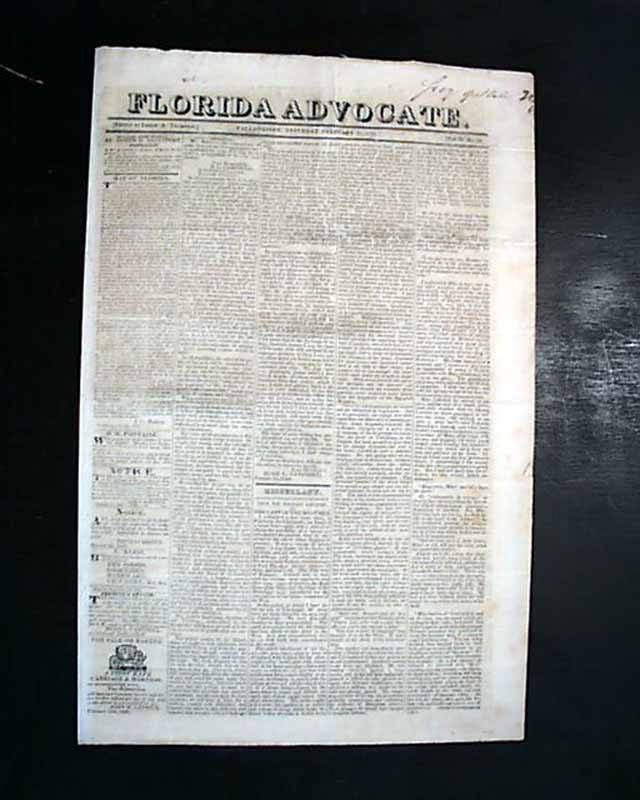 Earliest Florida newspaper we have offered... - RareNewspapers.com