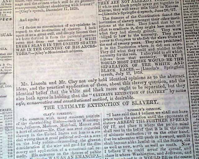 A wonderful issue on Lincoln's views of slavery, in a Springfield ...