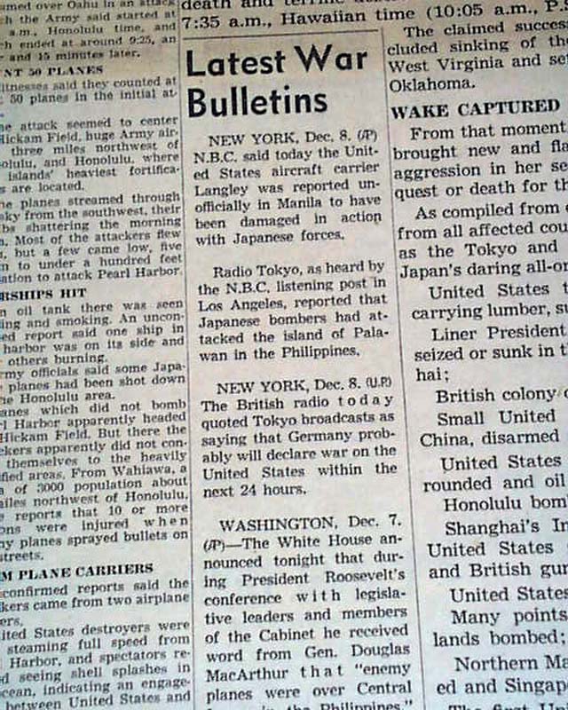 Japanese attack on Pearl Harbor grabs the attention of Los Angeles ...