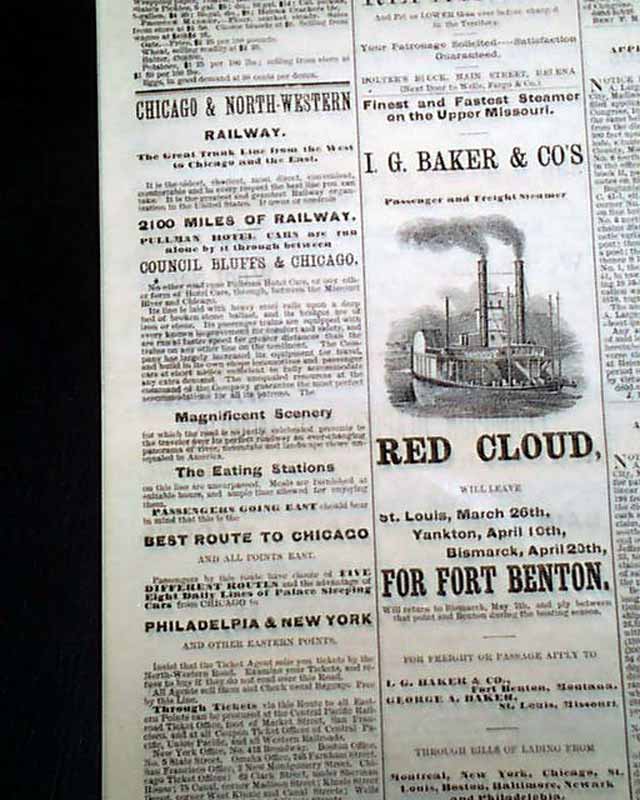 1878 Old West Newspaper From Helena MT... - RareNewspapers.com