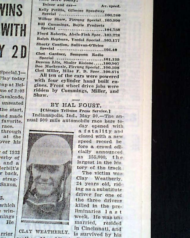 Kelly Petillo wins 1935 Indianapolis 500... - RareNewspapers.com