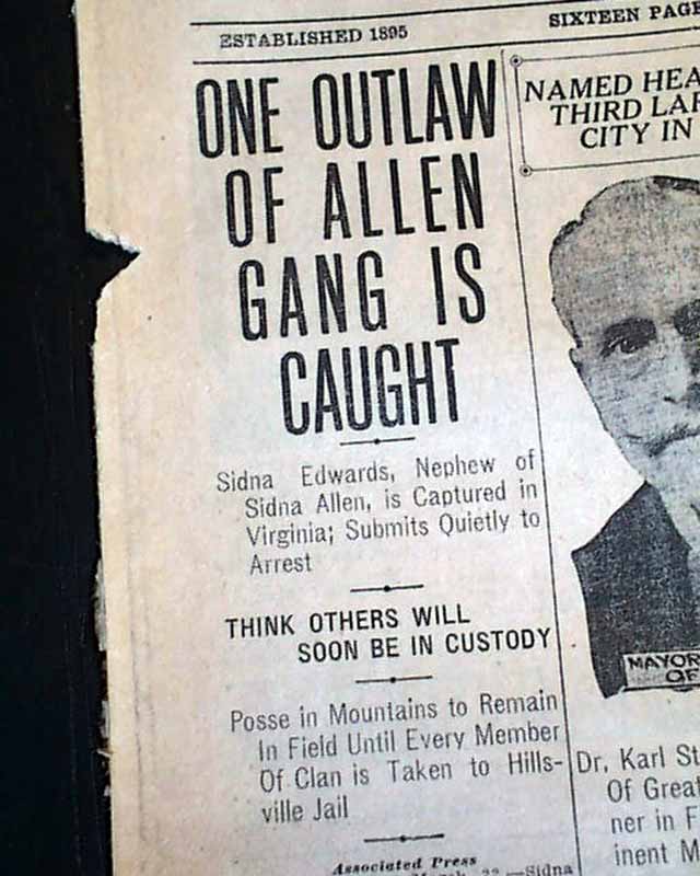 1912 Floyd Allen gang... Hillsville, Virginia... - RareNewspapers.com