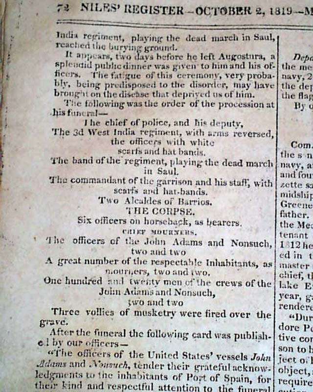 Death of the 'hero of Lake Erie' Commodore Oliver Hazard Perry ...