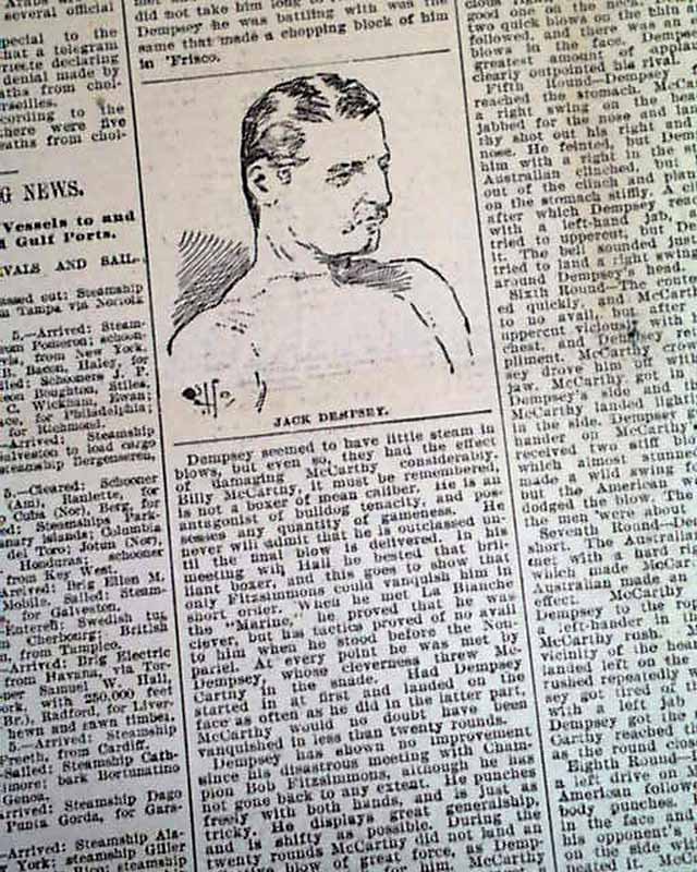 Early boxing match w/ illustrations... - RareNewspapers.com