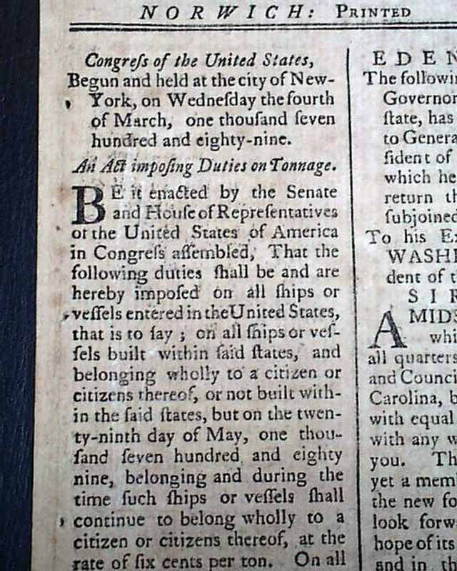 Terrific display newspaper from 1789... - RareNewspapers.com