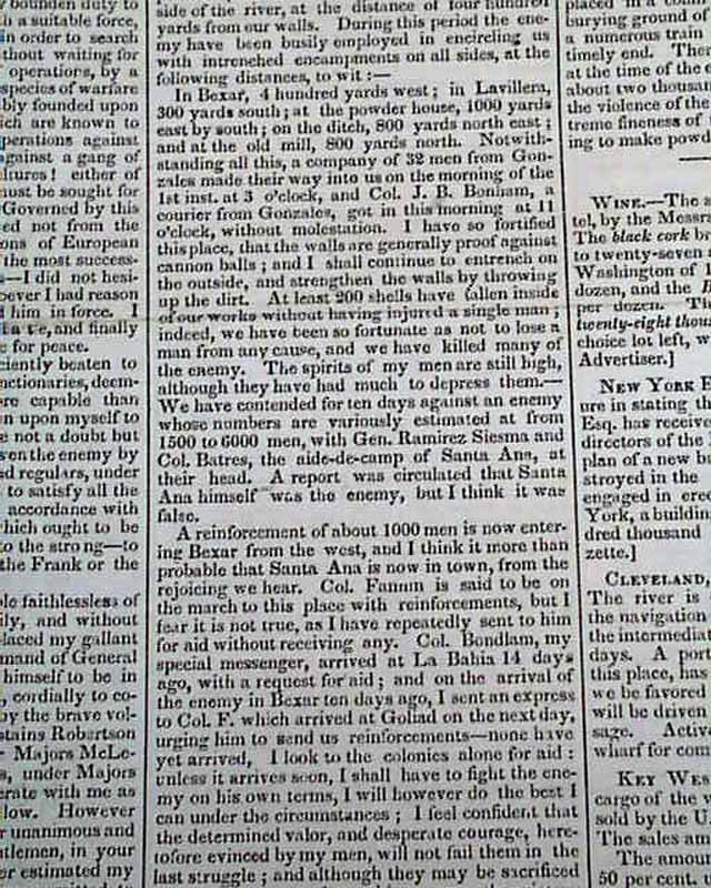 Travis's desperate letter: victory or death at the Alamo ...