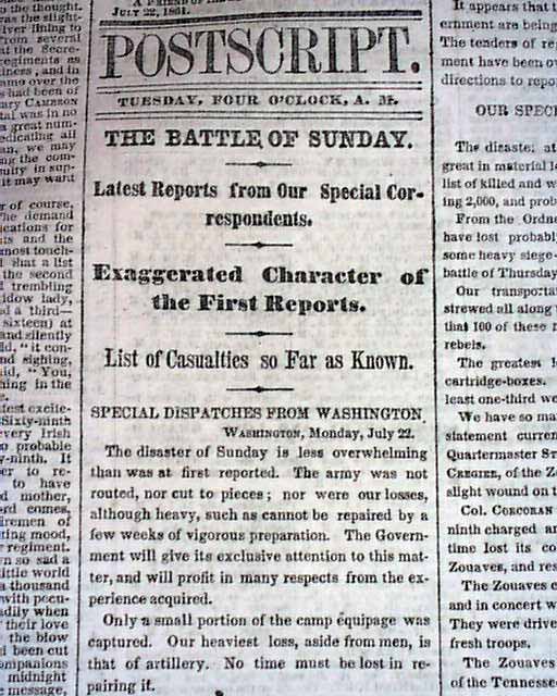 1861 Civil War - Battle of Bull's Run.... - RareNewspapers.com
