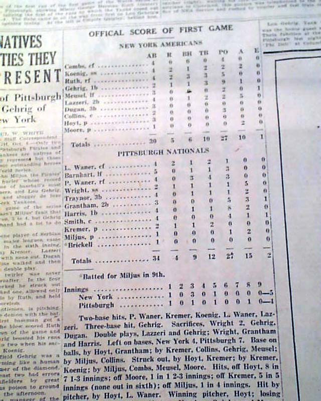 New York Yankees 1927 World Series..... - RareNewspapers.com