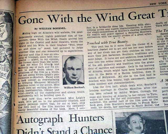 'Gone With The Wind' debut review.... - RareNewspapers.com