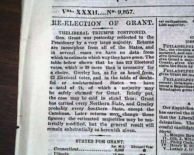 1872 Ulysses S. Grant Election... - RareNewspapers.com