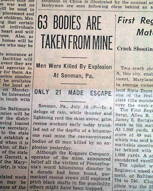 1940 Portage PA mine disaster.... - RareNewspapers.com