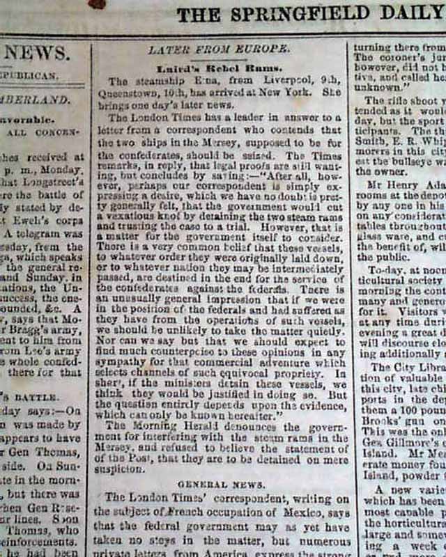 1863 Springfield MA Newspaper.... - RareNewspapers.com