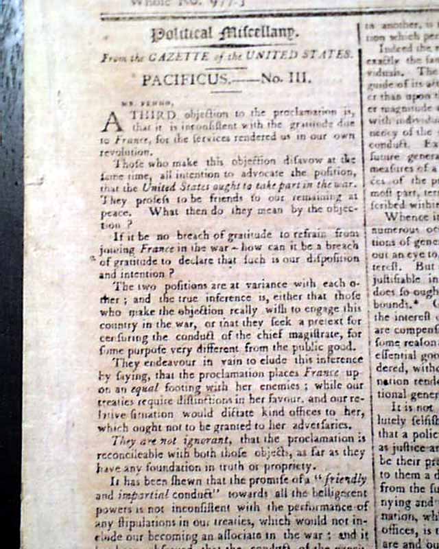 Pacificus #IV by Alexander Hamilton... - RareNewspapers.com
