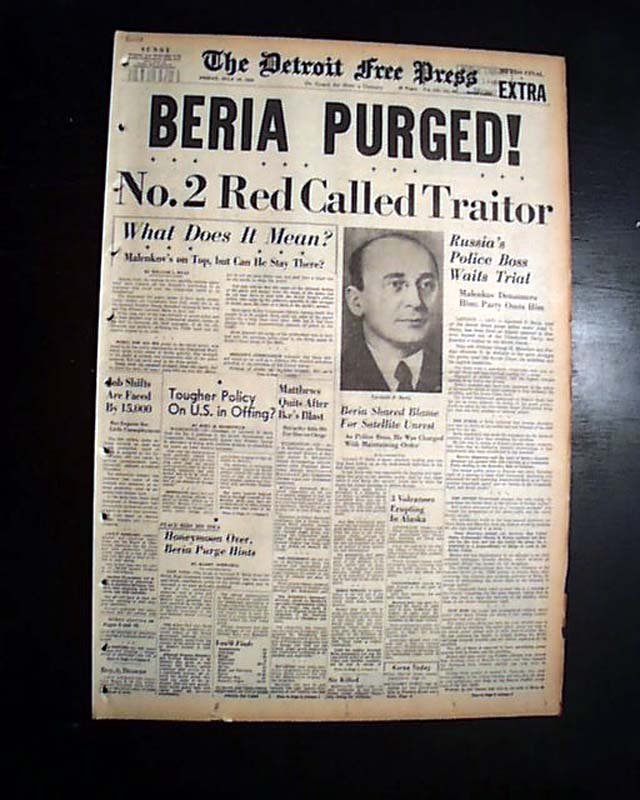 Lavrentiy Beria purged as Soviet traitor... - RareNewspapers.com