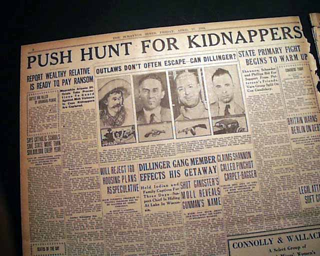 John Dillinger Escape in 1934.... - RareNewspapers.com