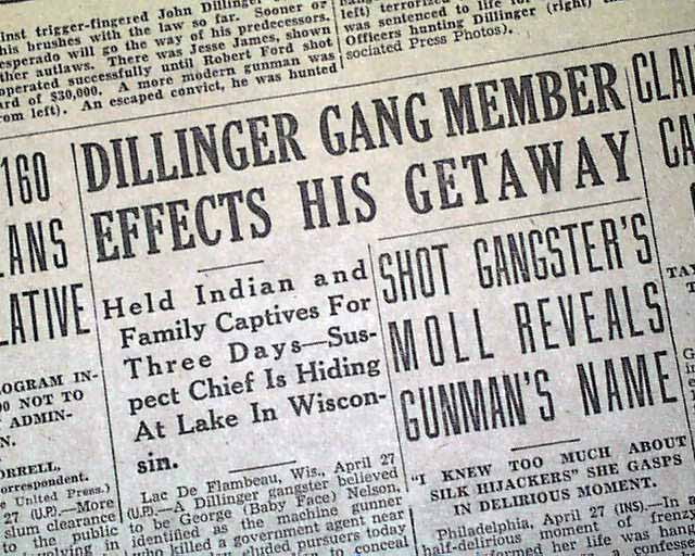 John Dillinger Escape in 1934.... - RareNewspapers.com