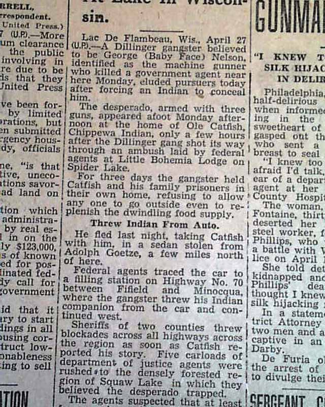 John Dillinger Escape in 1934.... - RareNewspapers.com