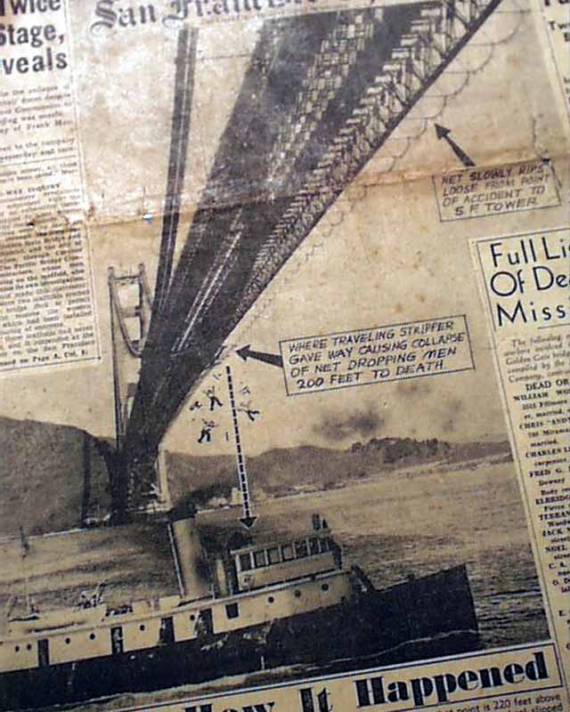 1937 Golden Gate Bridge construction disaster... - RareNewspapers.com